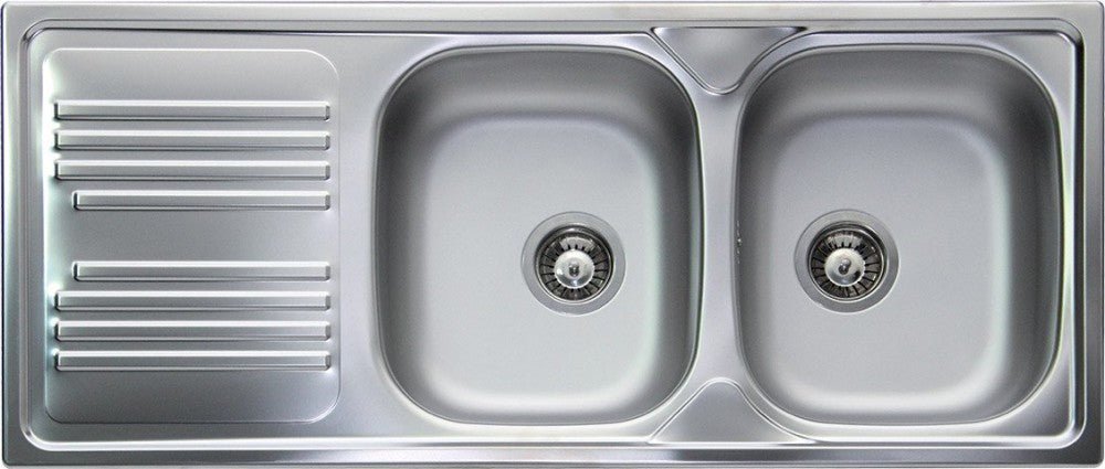 Inox Piave - Double bowl sink - left (190x70/60x50) - Made in Italy ...